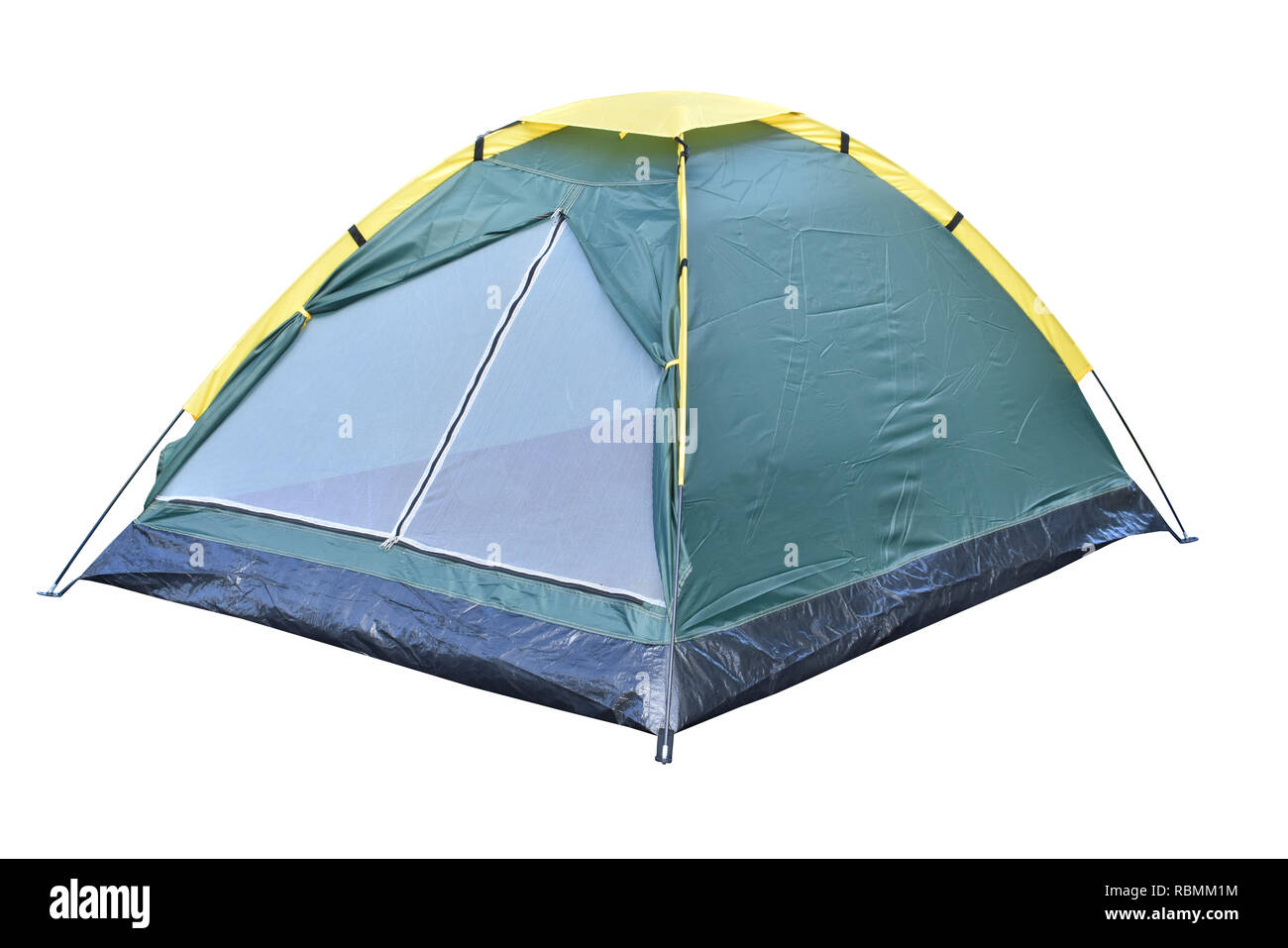 Green color camping tent dicut on white background Stock Photo - Alamy