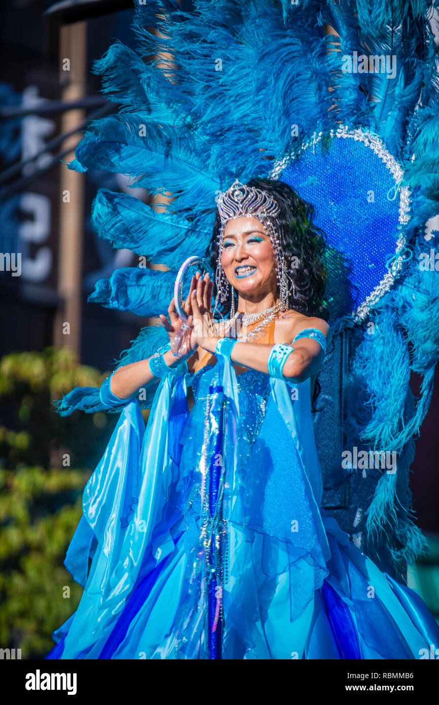 Participant in the Asakusa samba carnival in Tokyo Japan Stock Photo ...