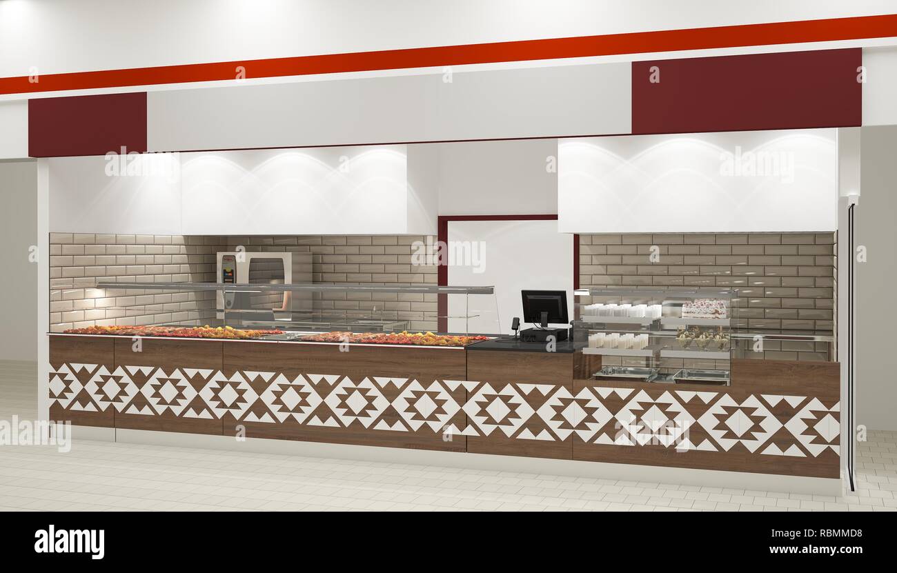 3d rendering of a hot food stand Stock Photo - Alamy