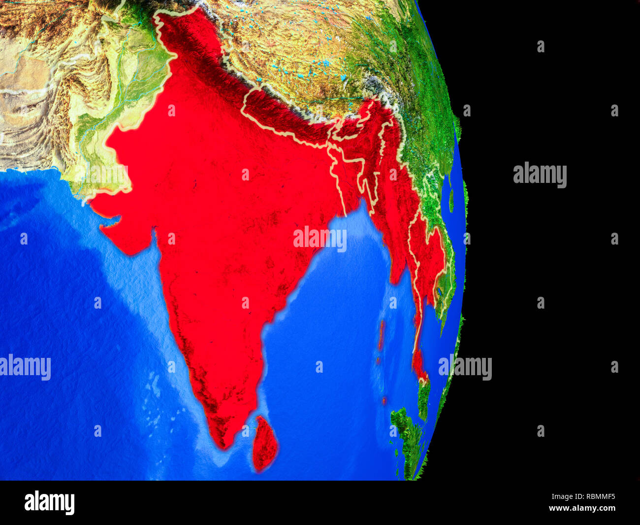 BIMSTEC memeber states on realistic model of planet Earth with country ...