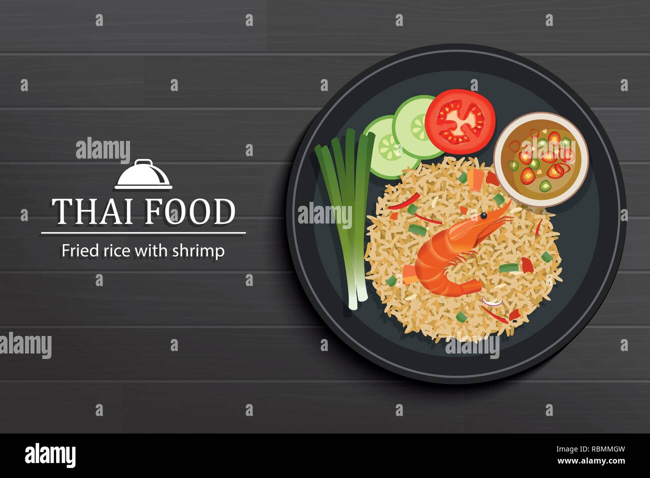 Top view plate thai Stock Vector Images - Alamy