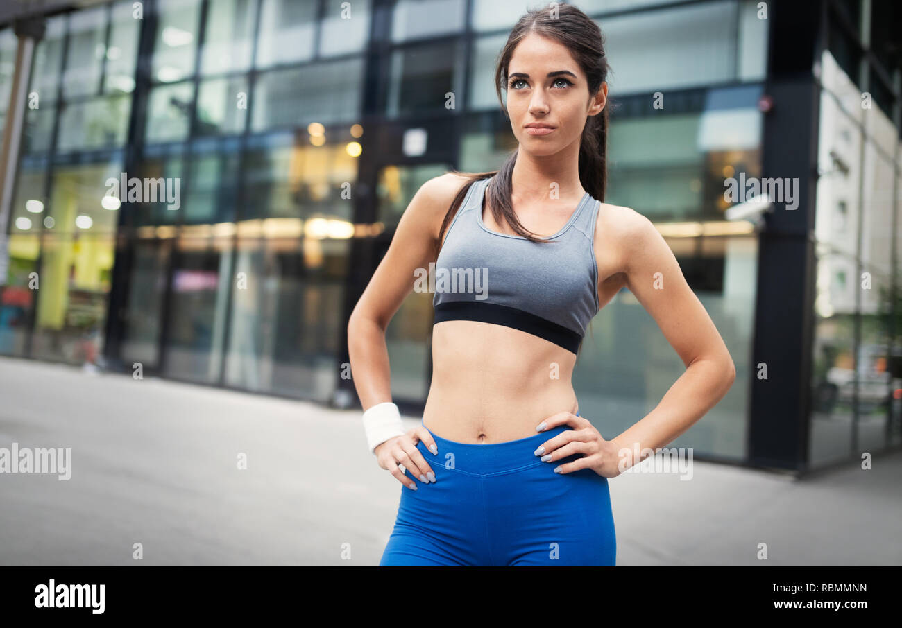 Picture of young attractive happy fitness woman Stock Photo - Alamy