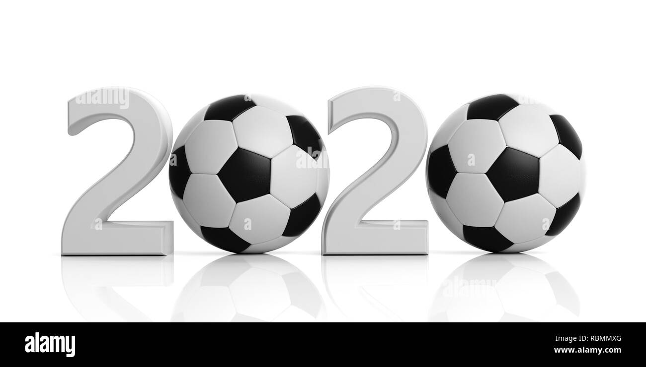 Soccer, football, 2020. New year 2020 with soccer ball isolated on ...