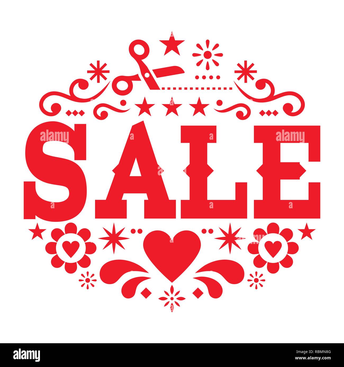 Sale vector vector design with text, flowers and scissors, shopping ...