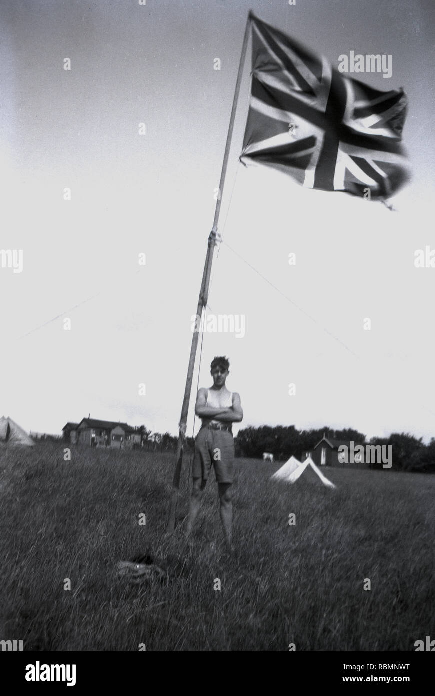 1930s, historical, British boy scout at an overseas summer camp ...