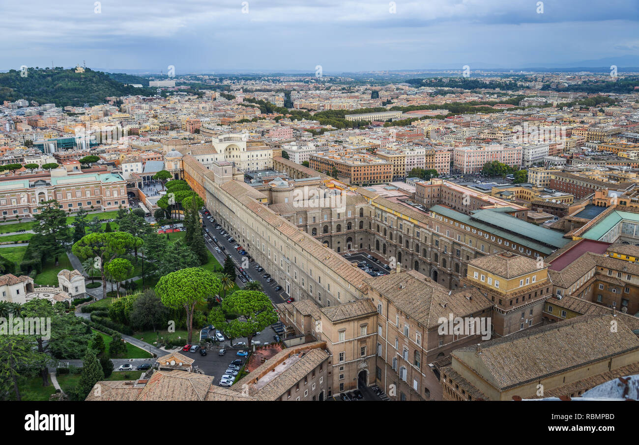 Vatican - Oct 16, 2018. Aerial view of Vatican City with building and ...