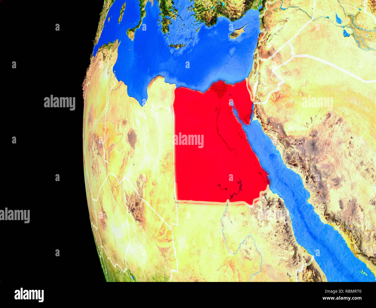 Egypt from space on realistic model of planet Earth with country ...