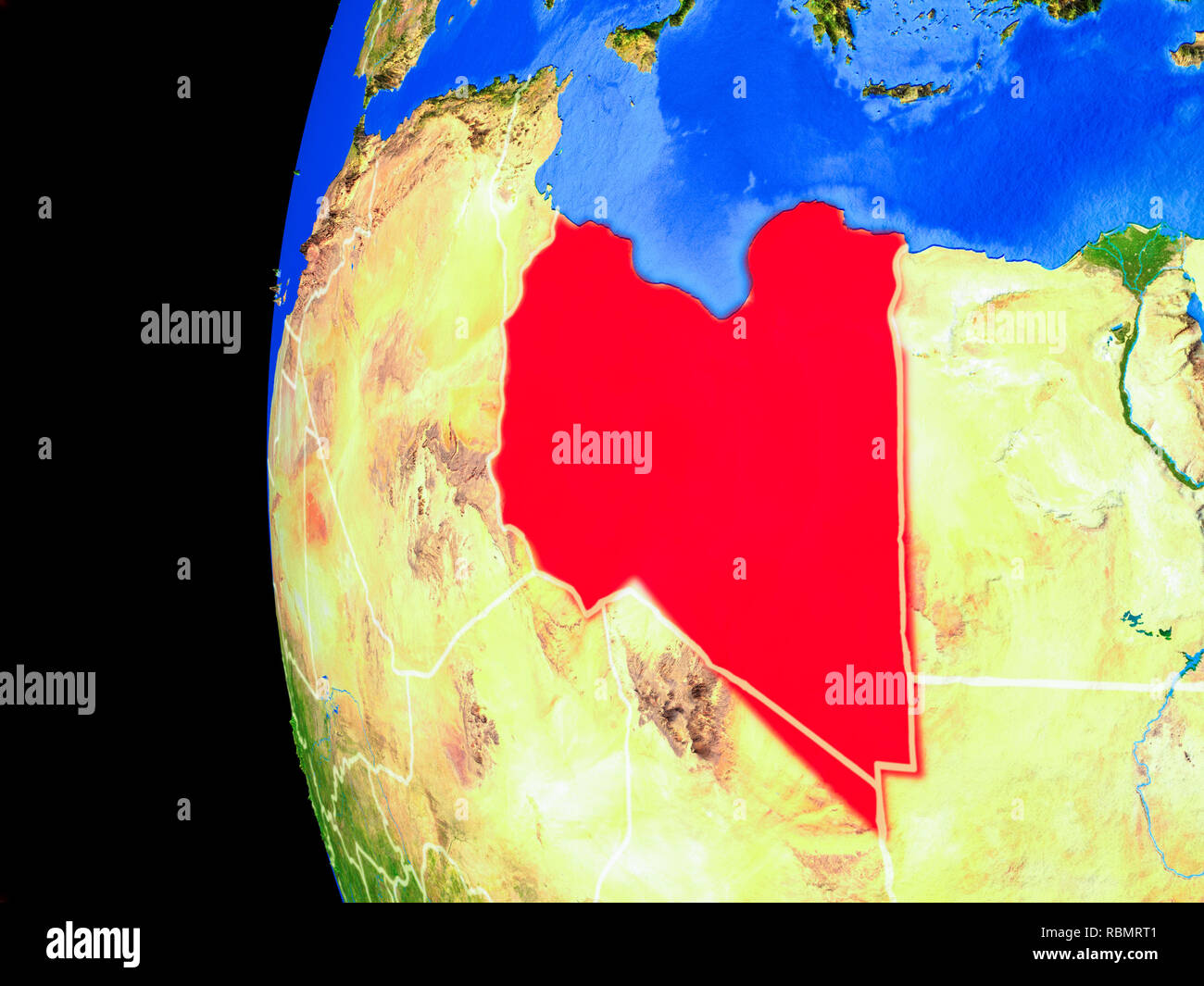 Libya from space on realistic model of planet Earth with country ...