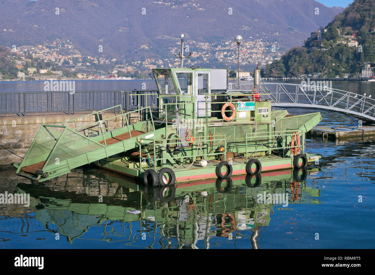 garbage cleaner boat, Lake Como, Como, Italy Stock Photo - Alamy