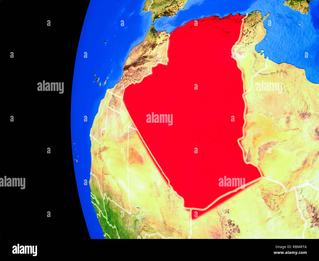 Algeria from space on realistic model of planet Earth with country ...