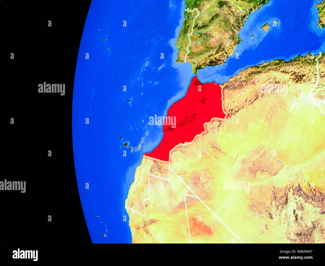 Morocco from space on realistic model of planet Earth with country ...
