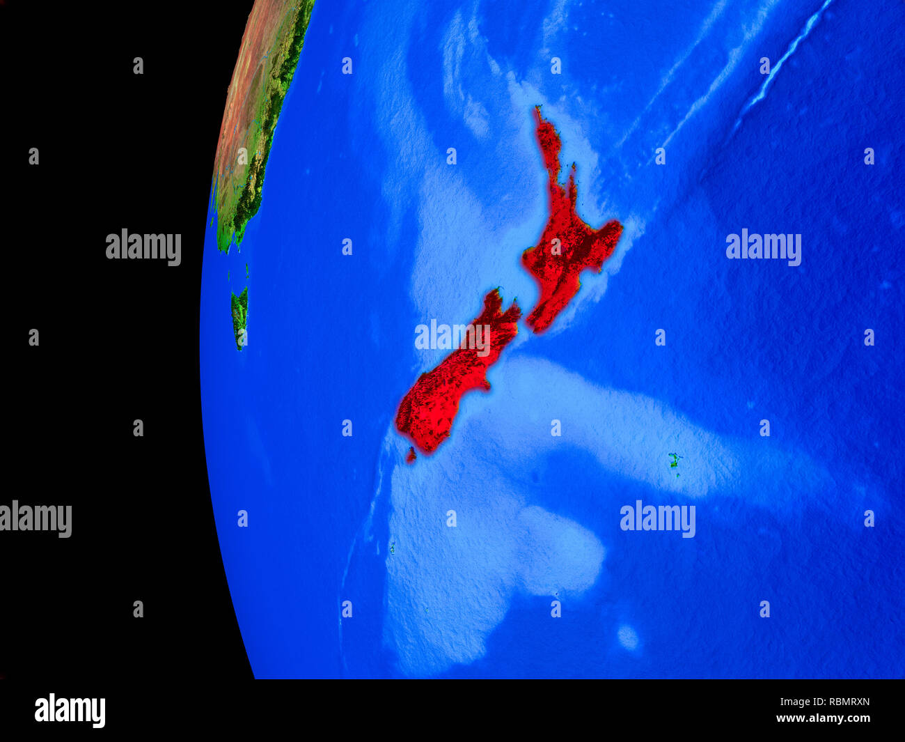 New Zealand from space on realistic model of planet Earth with country ...