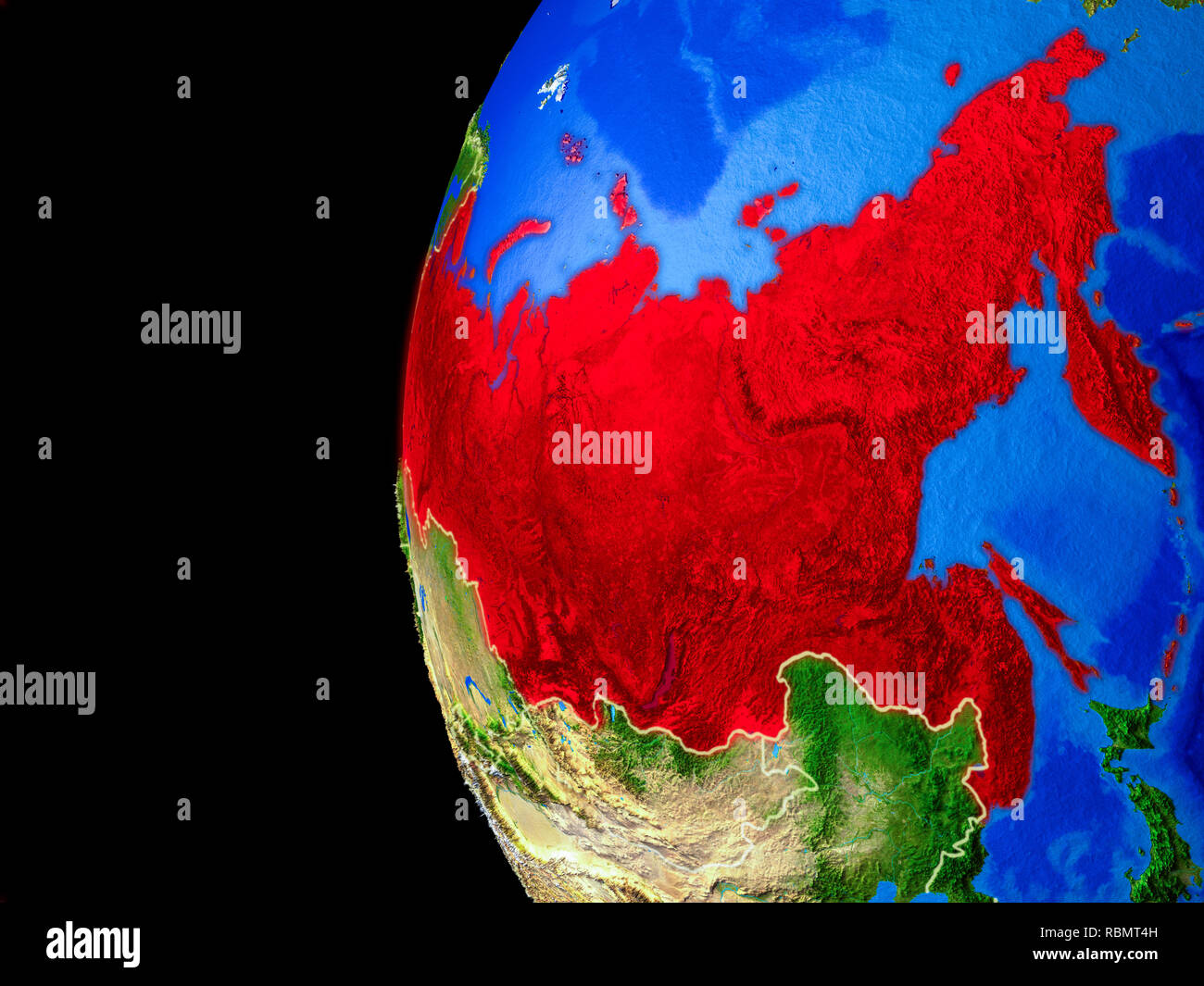 Russia from space on realistic model of planet Earth with country ...