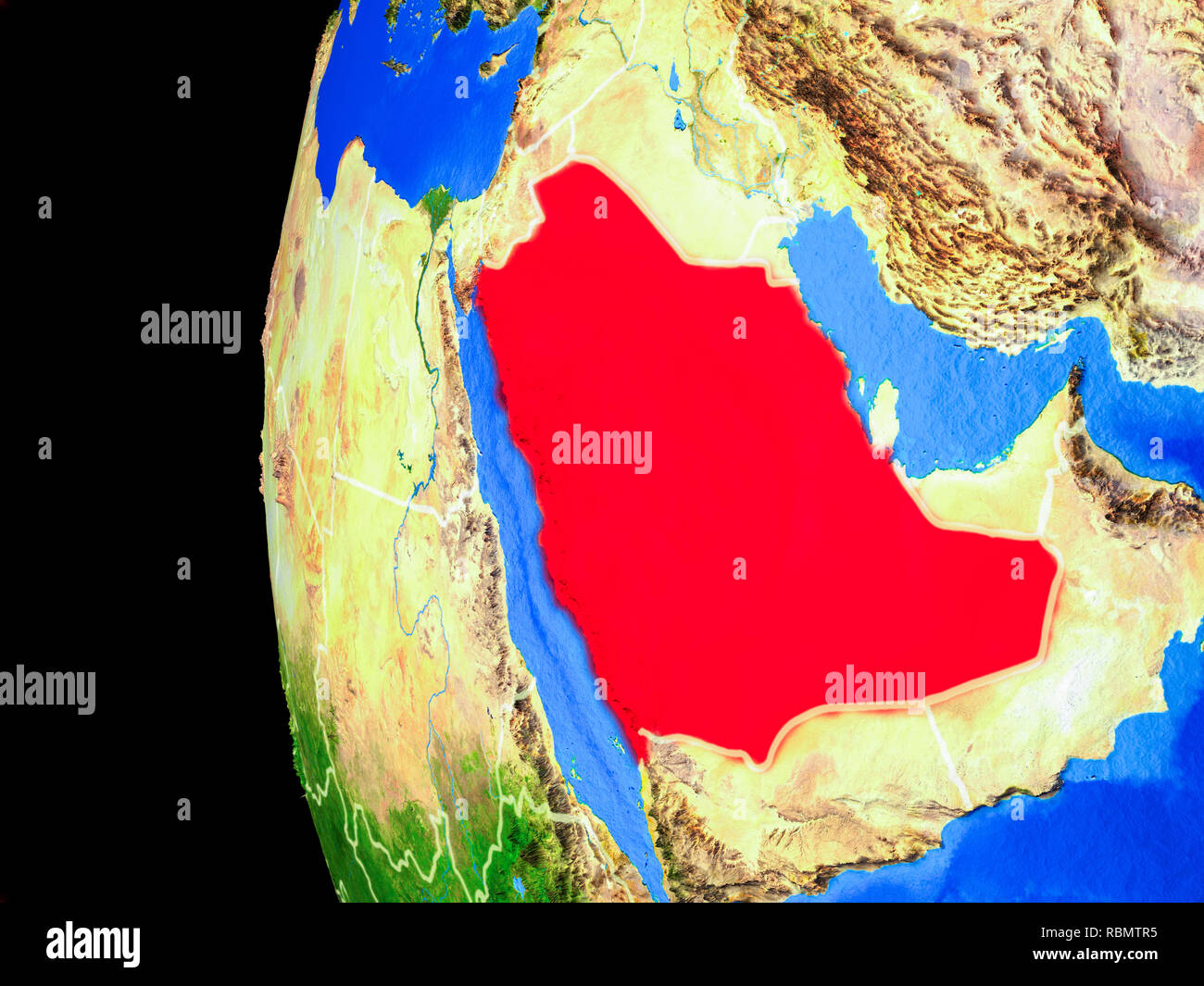 Saudi Arabia from space on realistic model of planet Earth with country ...