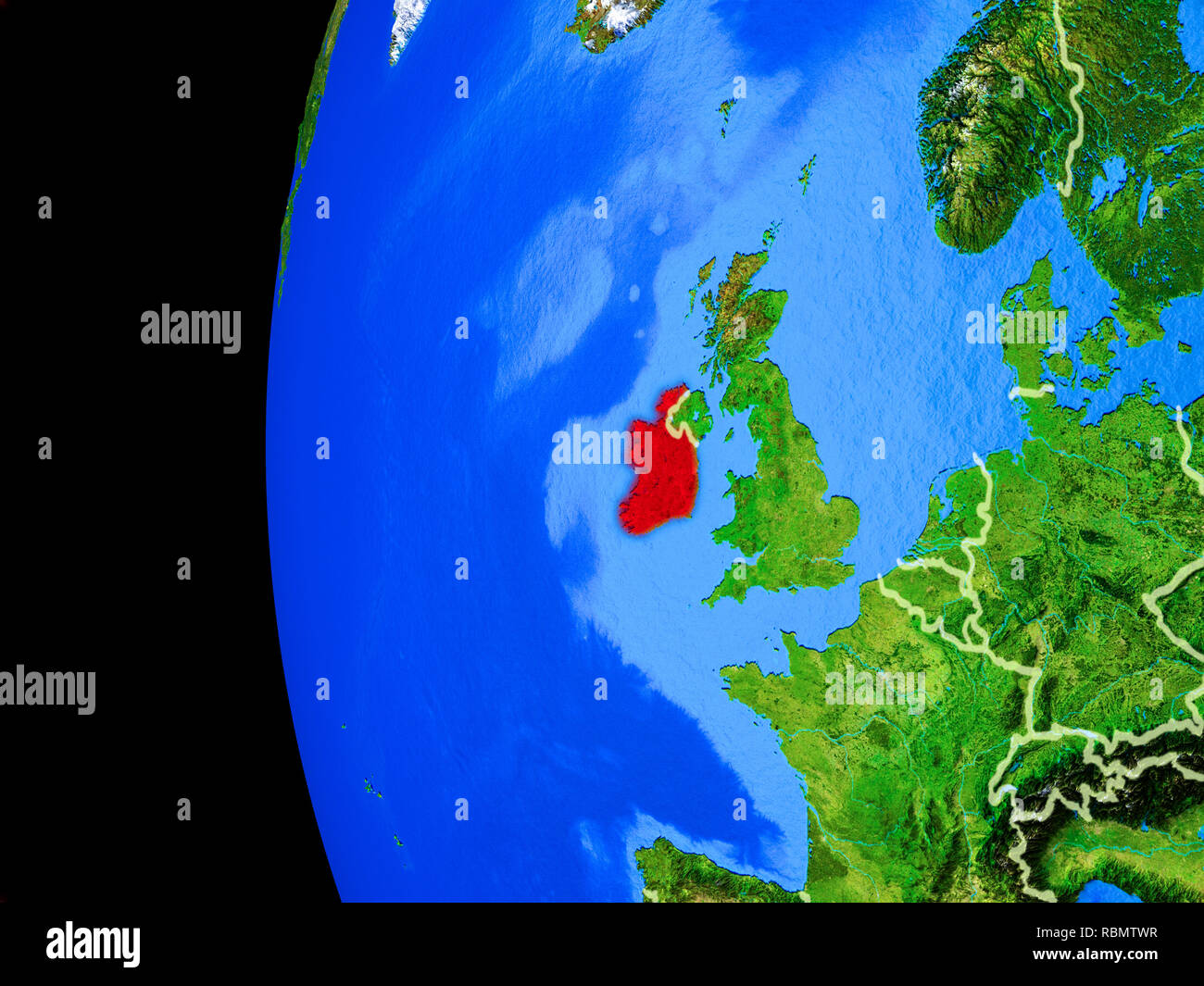 Ireland from space on realistic model of planet Earth with country ...