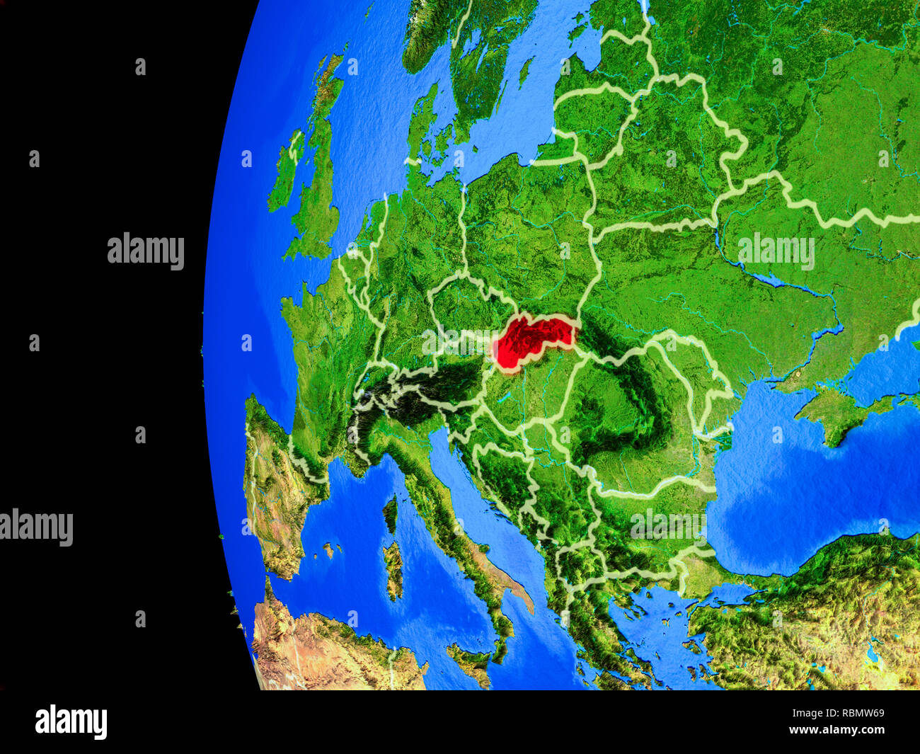 Slovakia from space on realistic model of planet Earth with country ...
