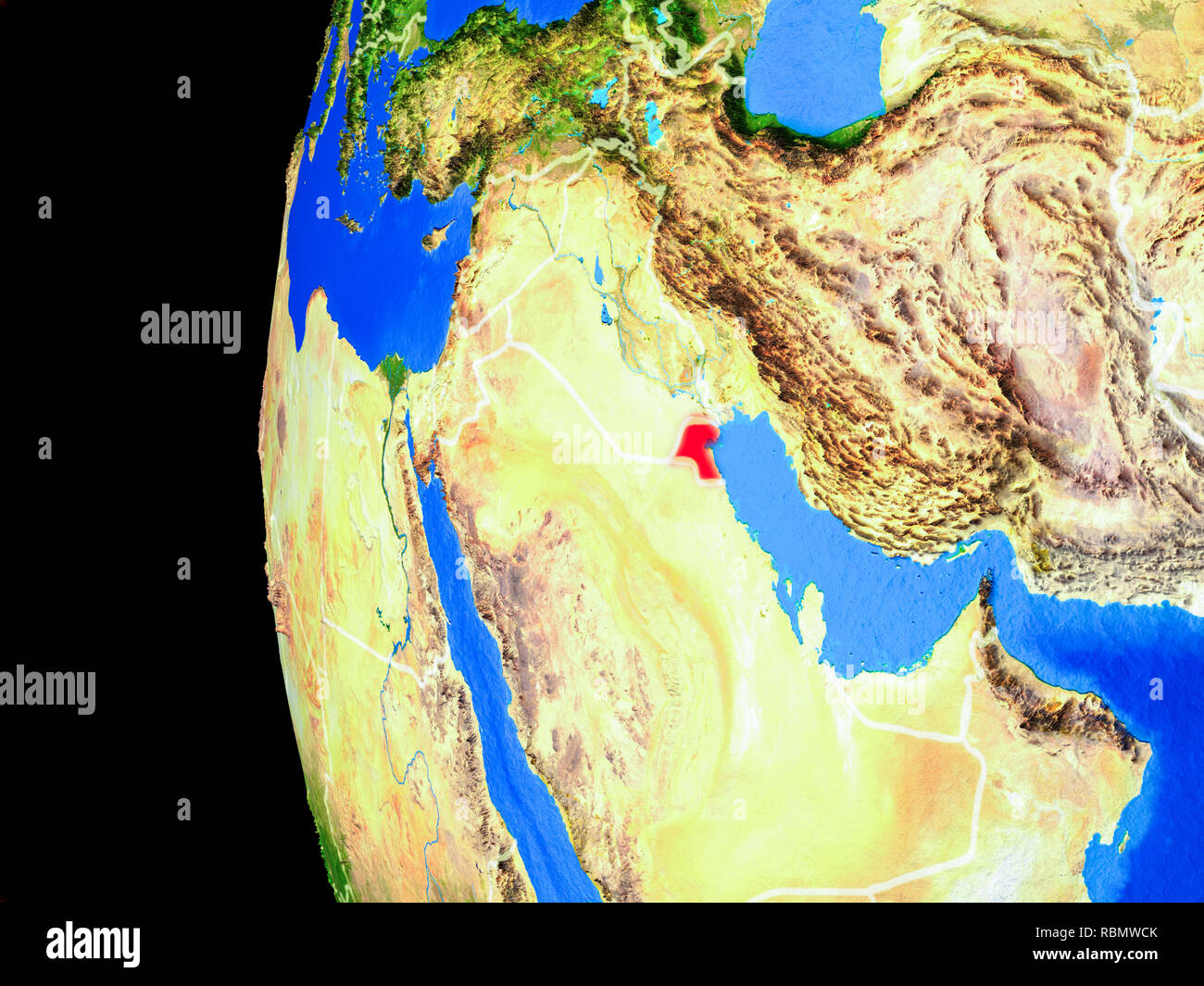 Kuwait from space on realistic model of planet Earth with country ...