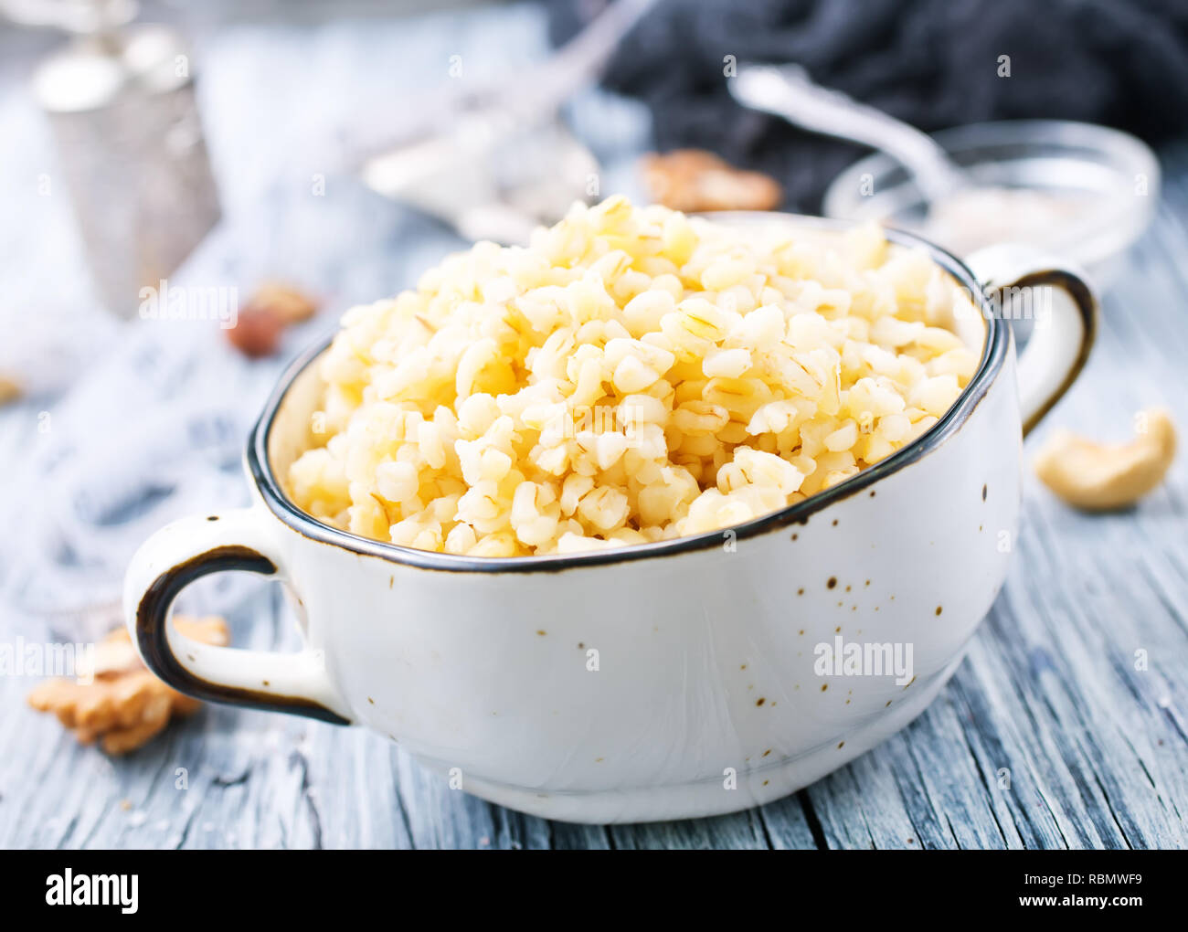 boiled bulgur with nuts and aroma spice Stock Photo - Alamy