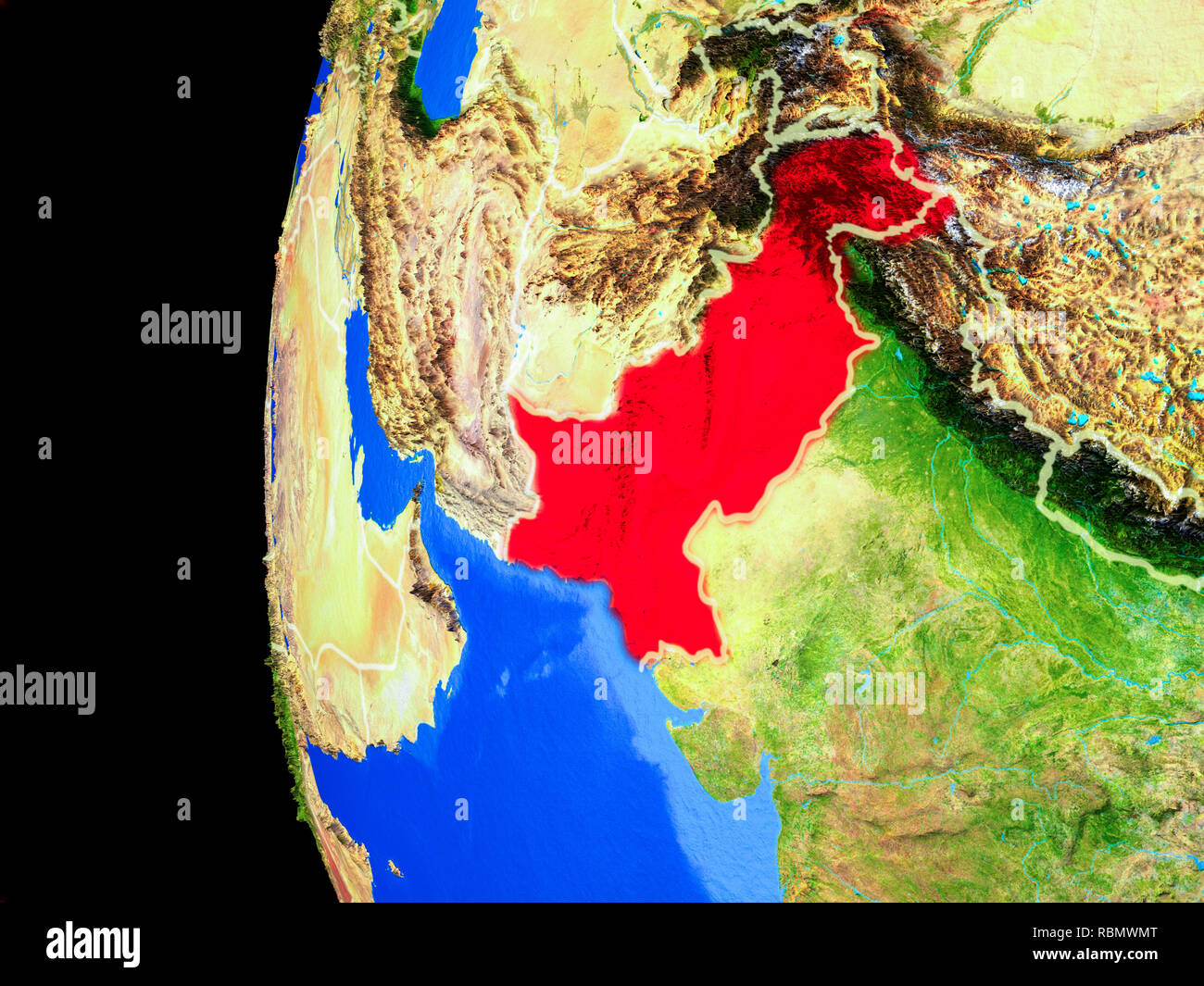 Pakistan from space on realistic model of planet Earth with country ...