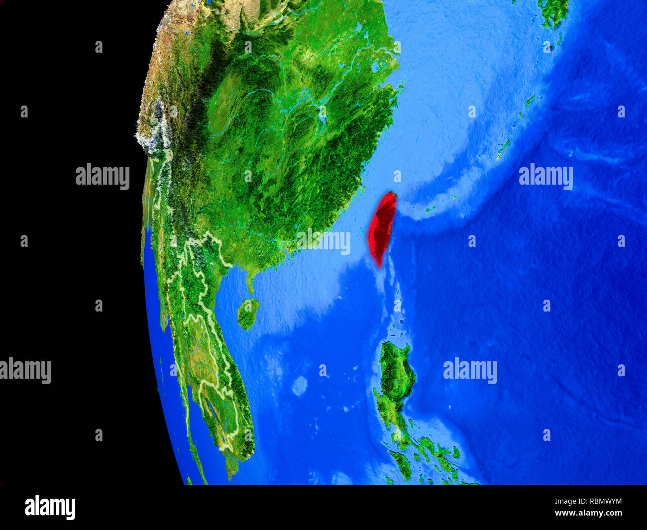 Taiwan from space on realistic model of planet Earth with country ...