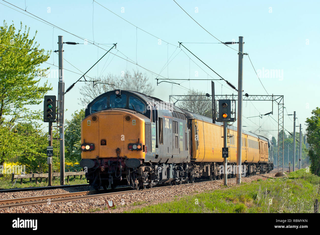 A pair of class 37 diesel locomotives numbers 37602 and 37607 top and ...