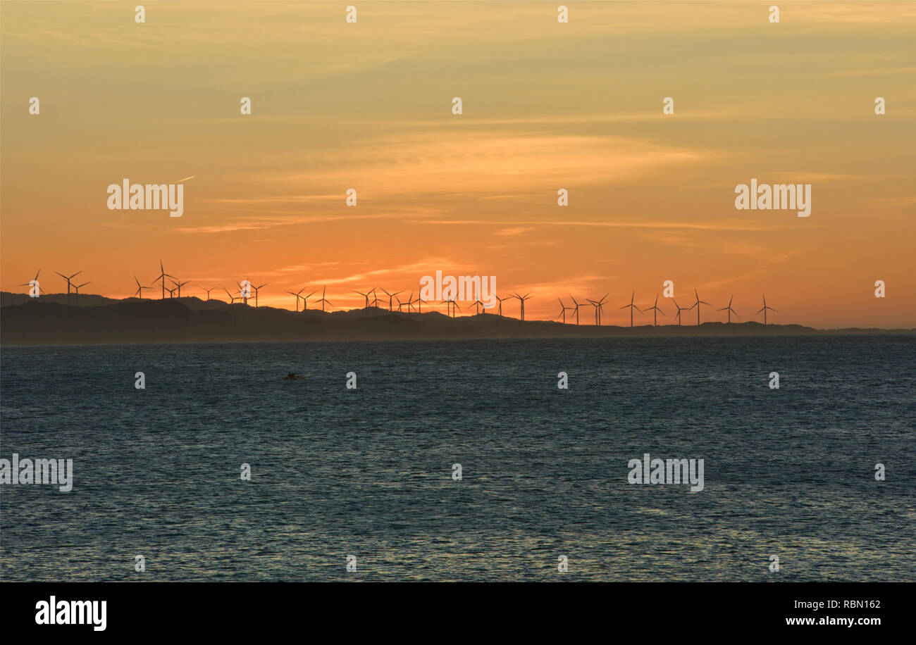 The Bangui windmills at sunset, Pagudpud, Luzon, Philippines Stock ...