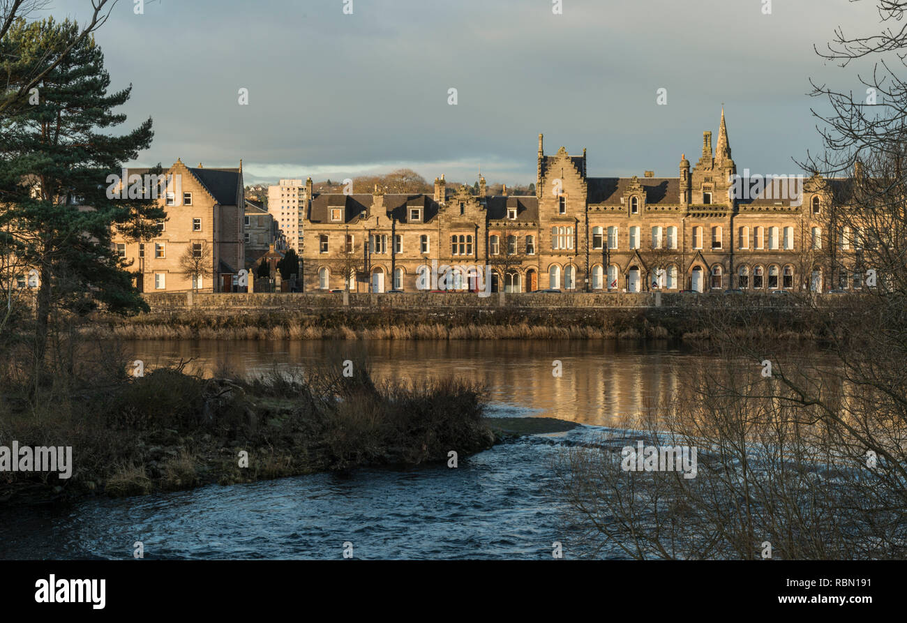 Winter sun illuminates Perth, Scotland UK Stock Photo - Alamy