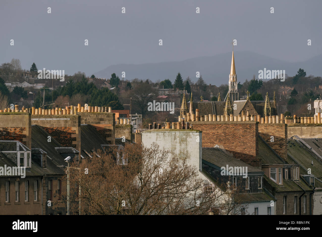 Winter sun illuminates Perth, Scotland UK Stock Photo - Alamy