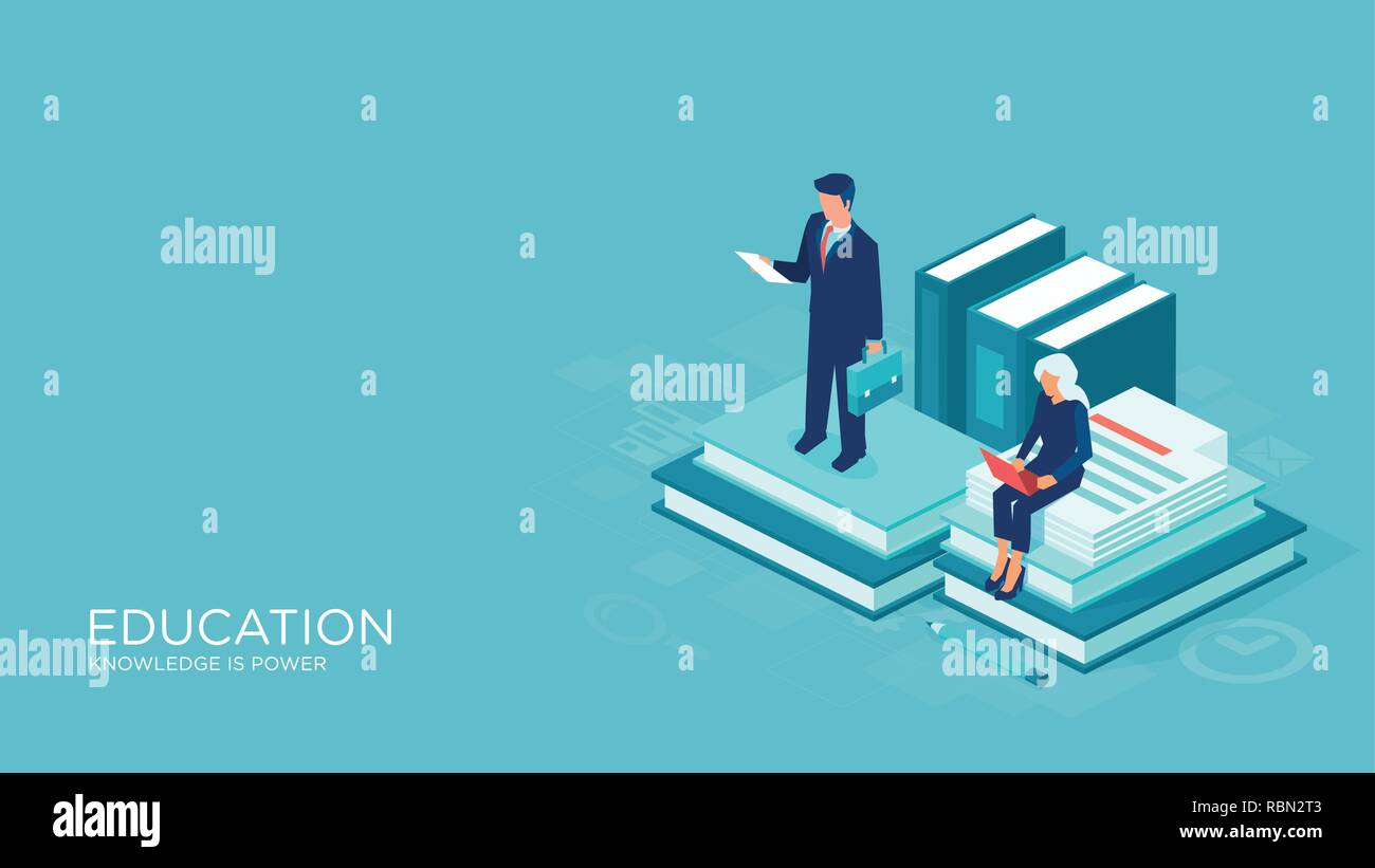 Education and learning isometric vector concept. Professional people ...