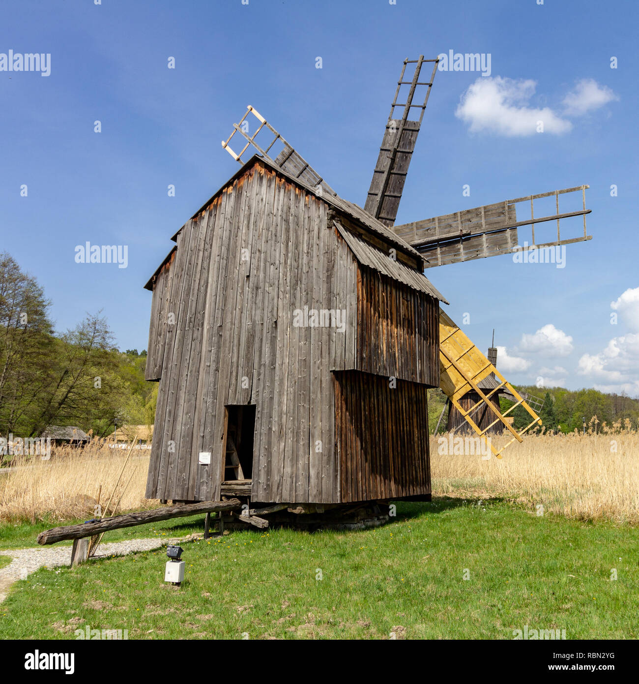Working windmill from Romania's past Stock Photo - Alamy