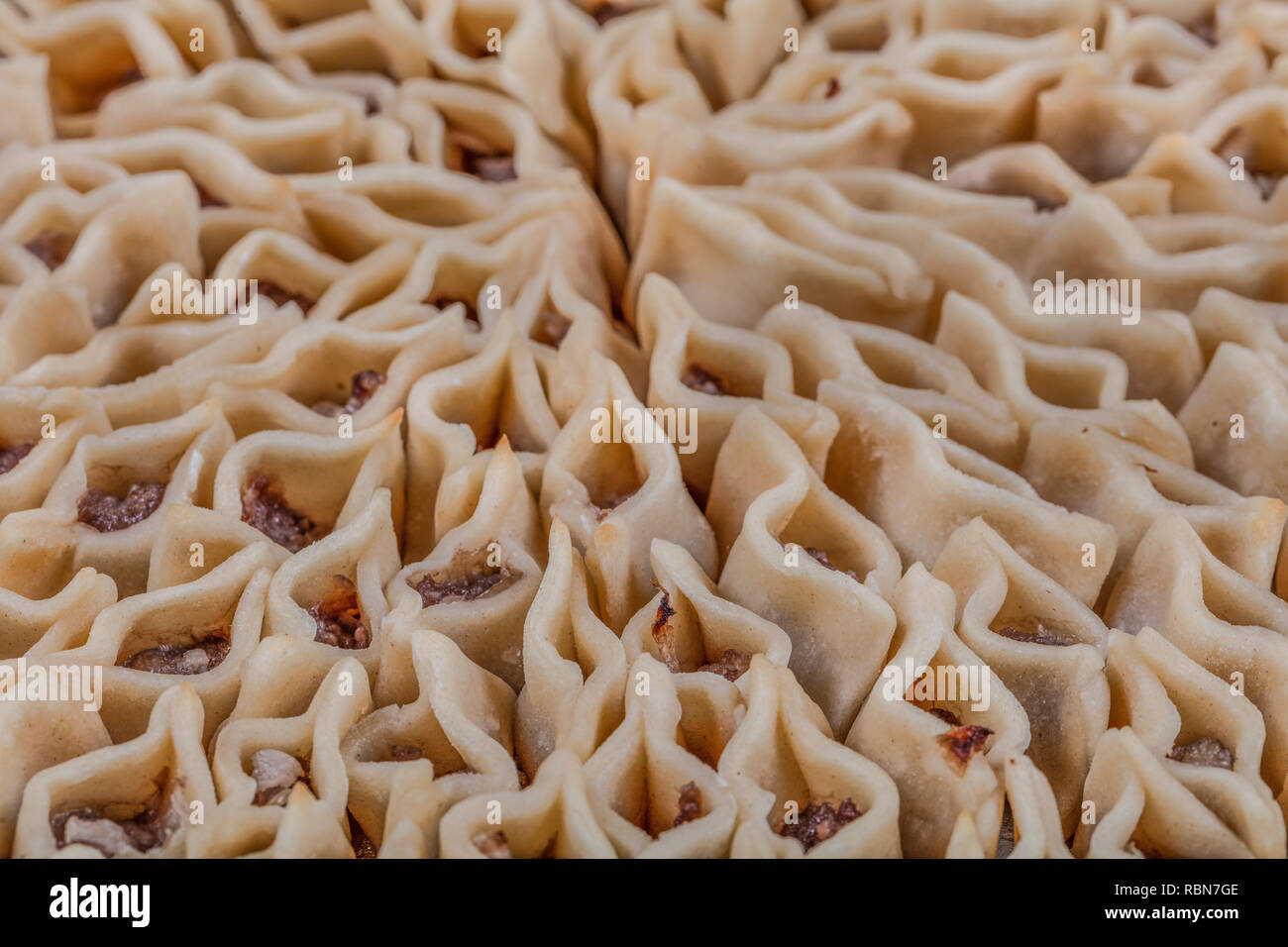 Delicious Turkish Ravioli Tepsi Manti. Turkish traditional Kayseri ...