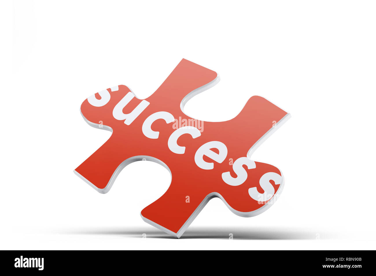 Realistic red six pieces of jigsaw puzzle with Success text on isolated ...