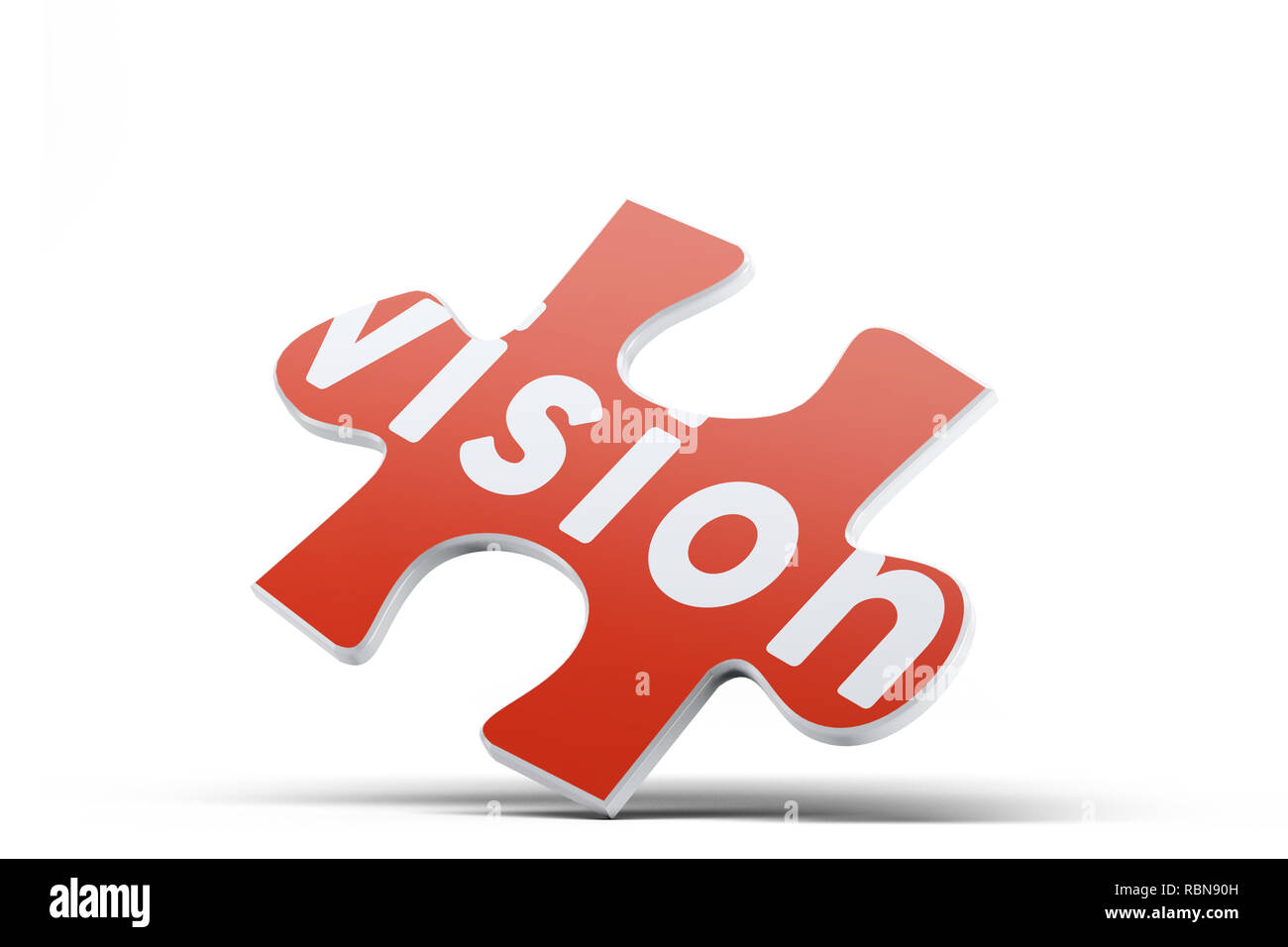 Realistic red six pieces of jigsaw puzzle with Vision text on isolated ...