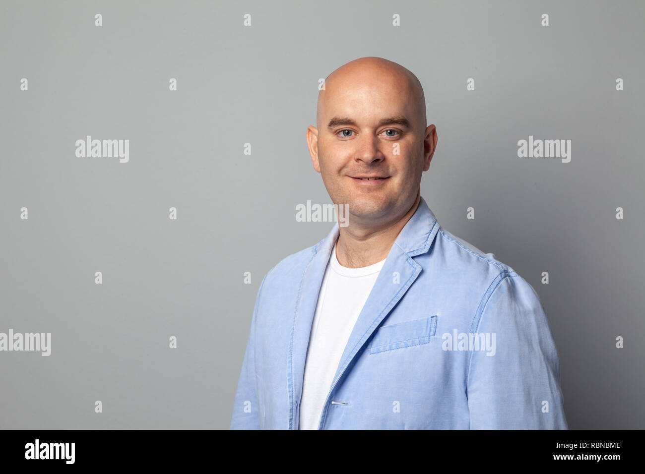 Handsome bald man beard suit hi-res stock photography and images - Alamy