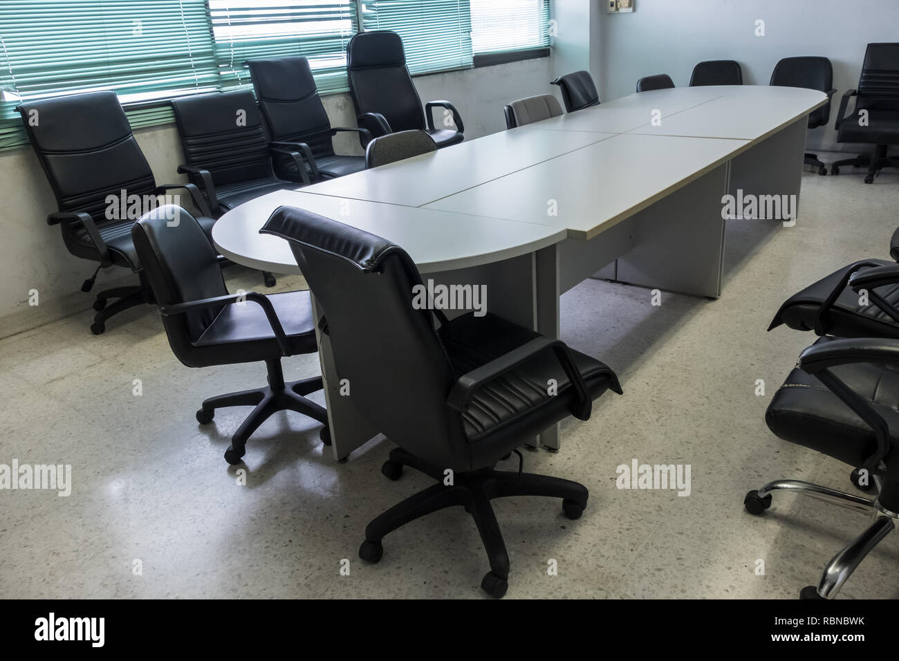 The empty meeting room after the conference time in the local ...
