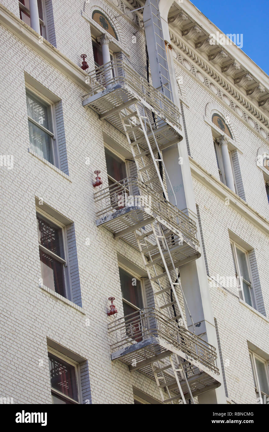 Fire escape outside a building in San Francisco, USA Stock Photo - Alamy