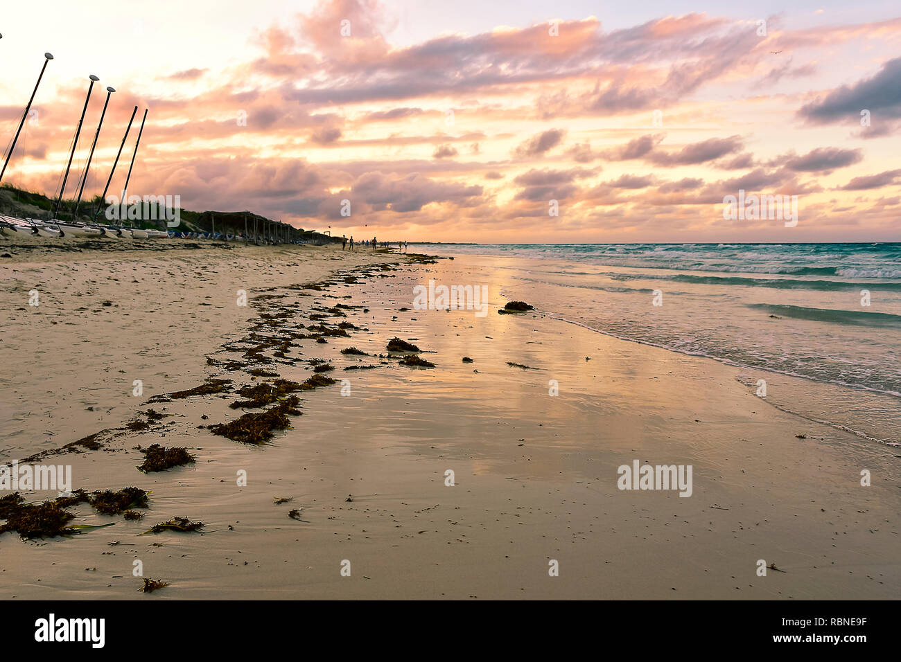 Sunset on the beach in Cuba Stock Photo - Alamy