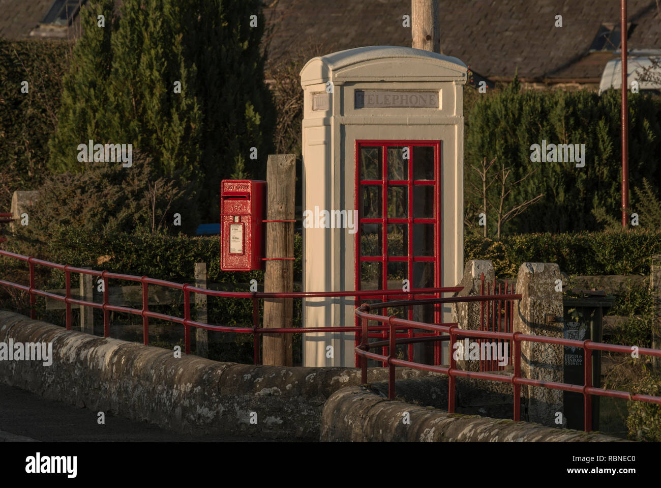 Rhynd village illuminated by winter sunshine near Perth, Scotland, UK ...