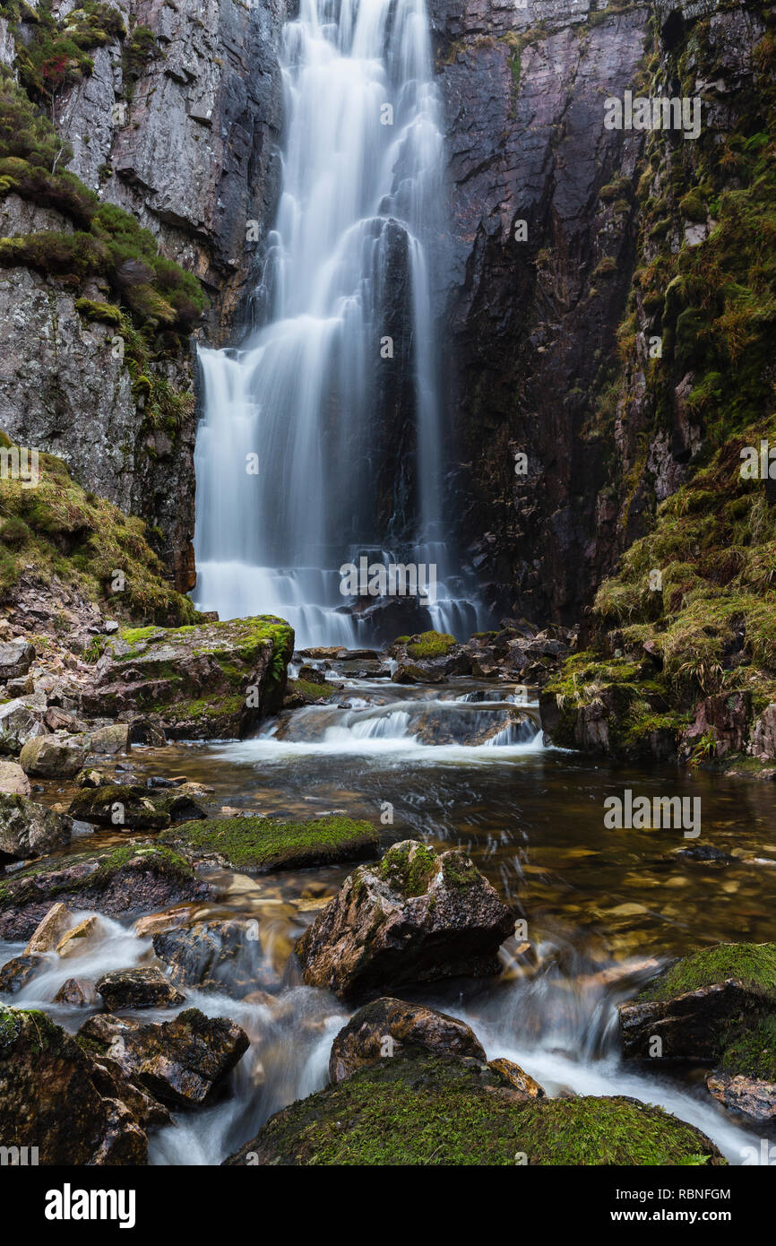 The Wailing Widow waterfall at Loch Gainmhich near Unapool, Sutherland ...