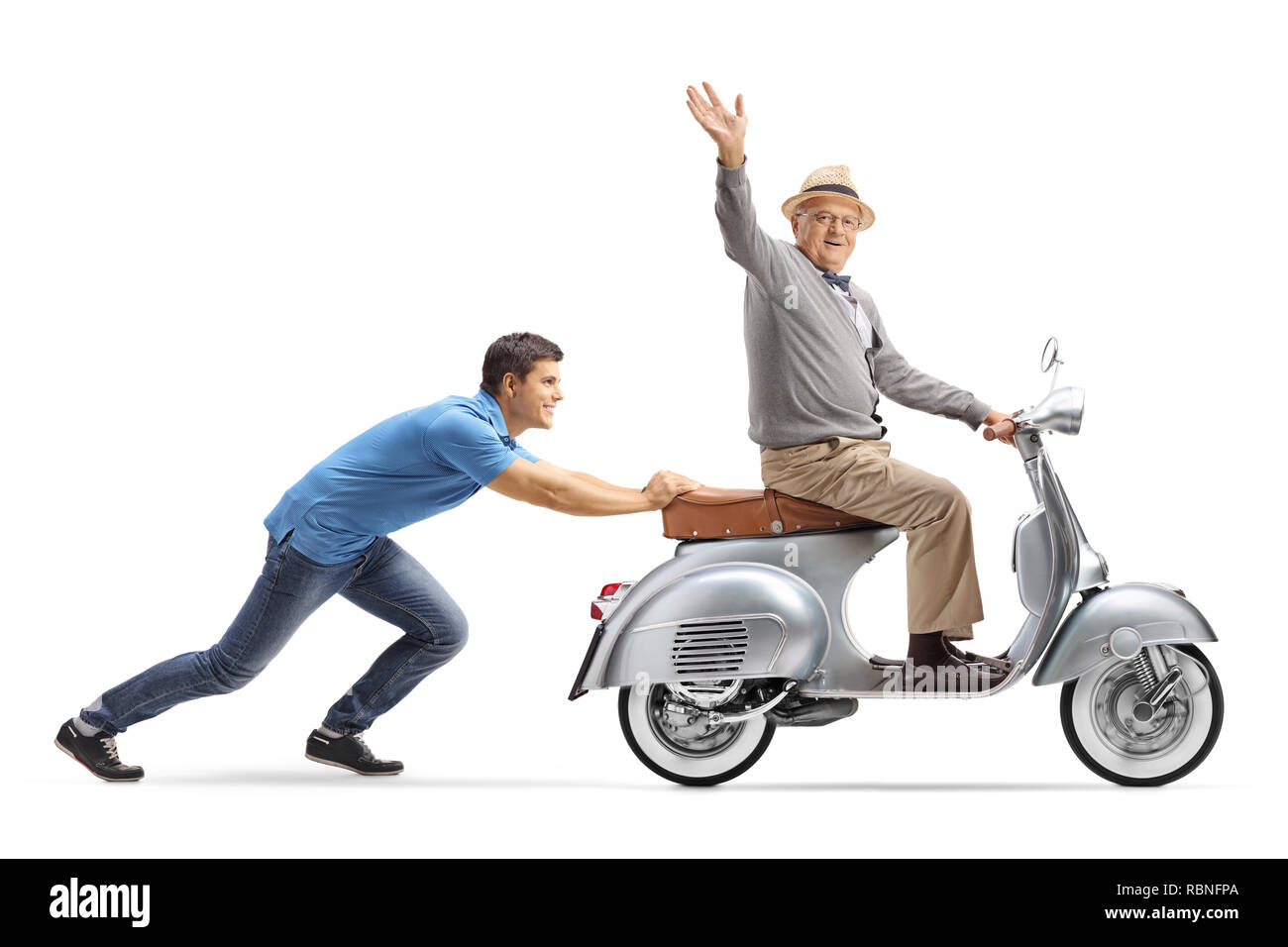 Pushing motorcycle Cut Out Stock Images & Pictures - Alamy