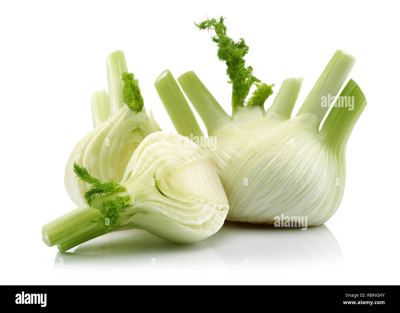 Fresh fennel vegetable and slice isolated on white background Stock ...