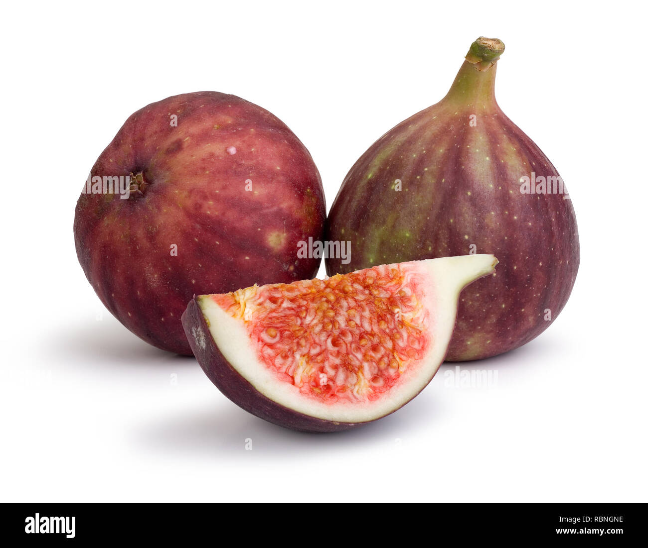 Fresh purple fig fruits and slice isolated on white background Stock ...