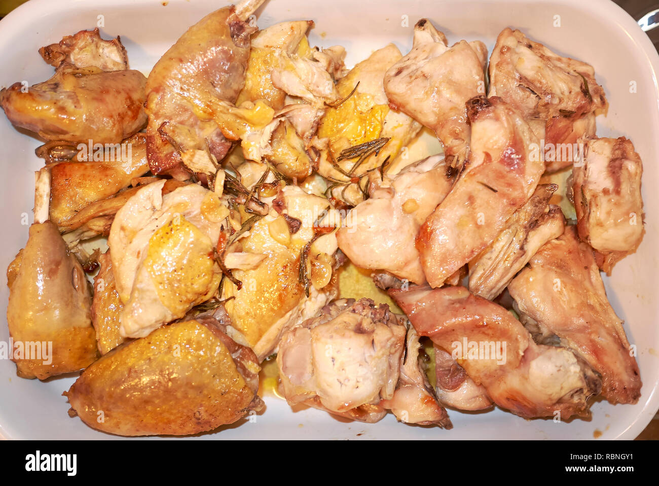 guinea fowl and rabbits roasted meat Stock Photo - Alamy