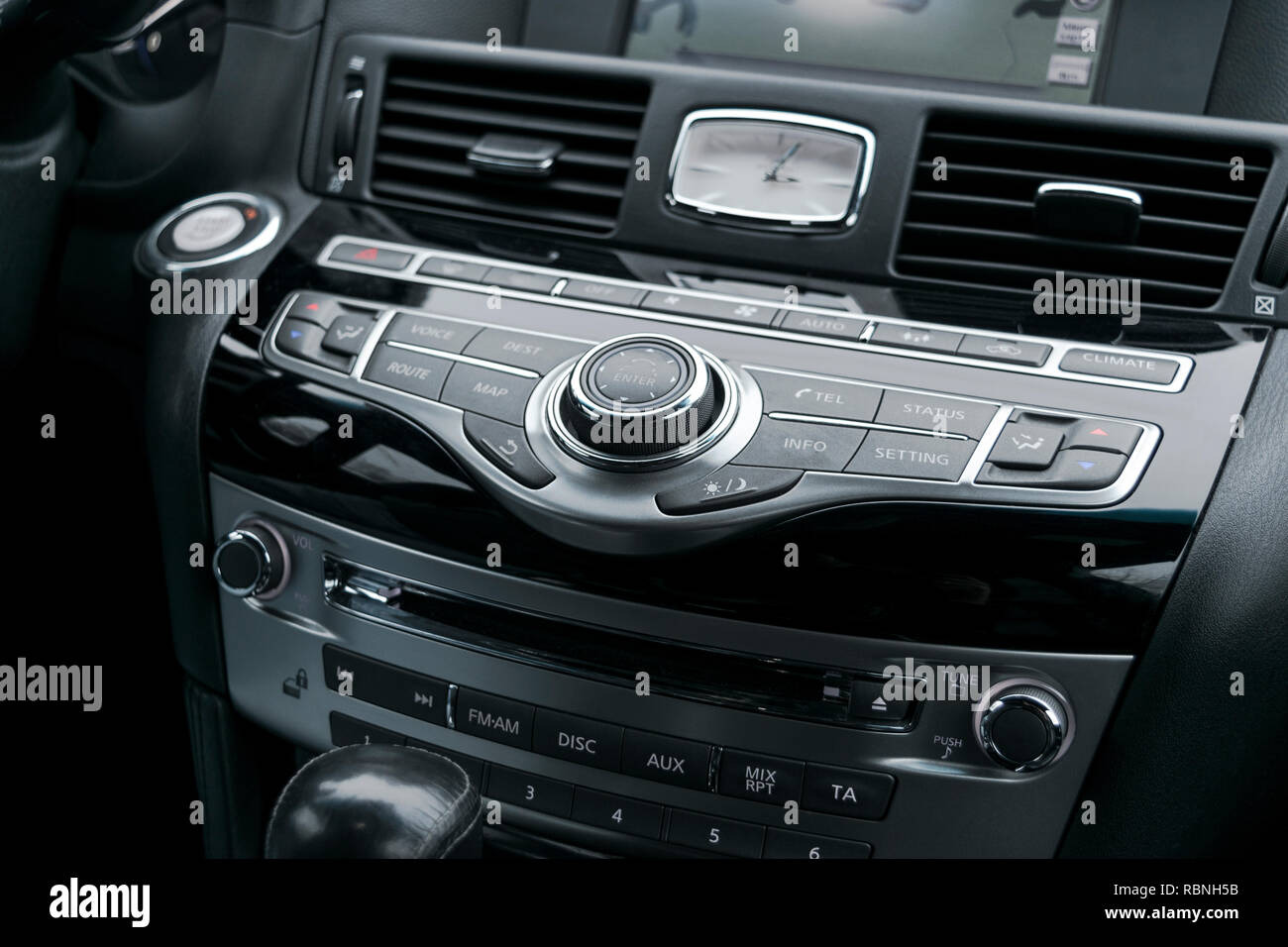 Luxury car inside. Interior of prestige modern car. Automatic ...