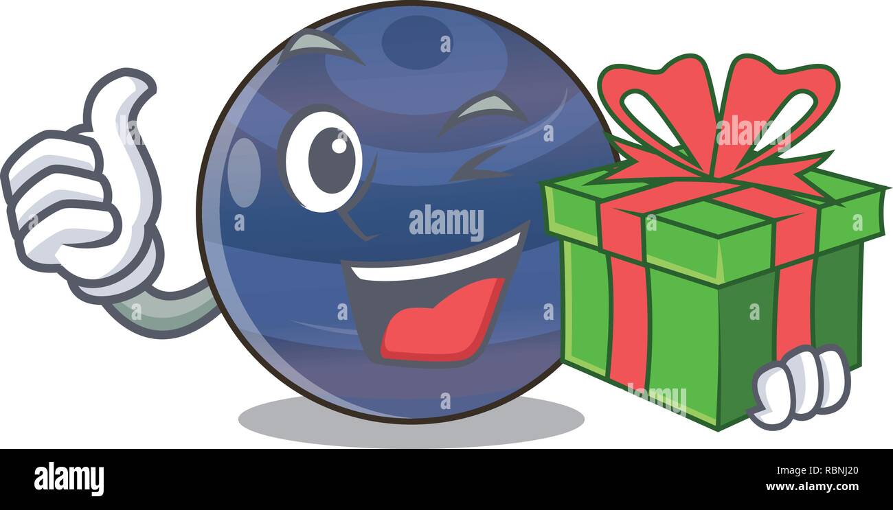 With gift planet neptune above the sky cartoon Stock Vector Image & Art ...