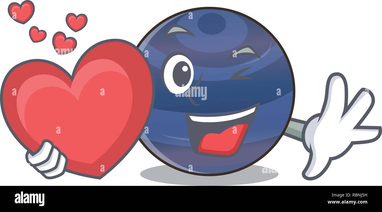 With heart planet neptune above the sky cartoon Stock Vector Image ...