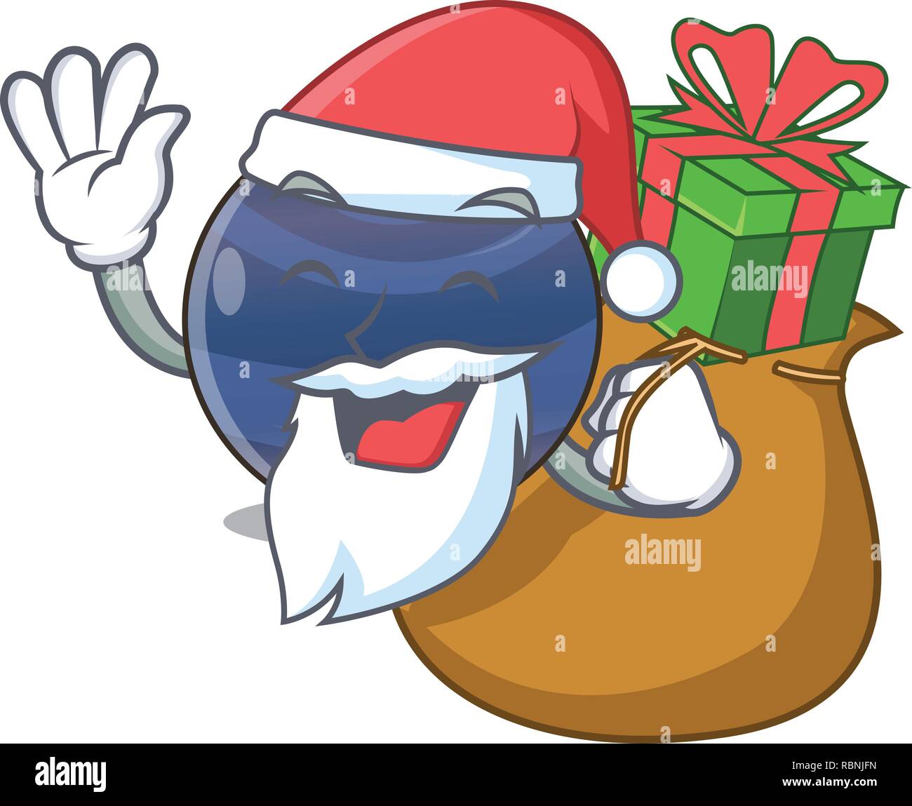 Santa with gift picture neptune planet in cartoon form Stock Vector ...