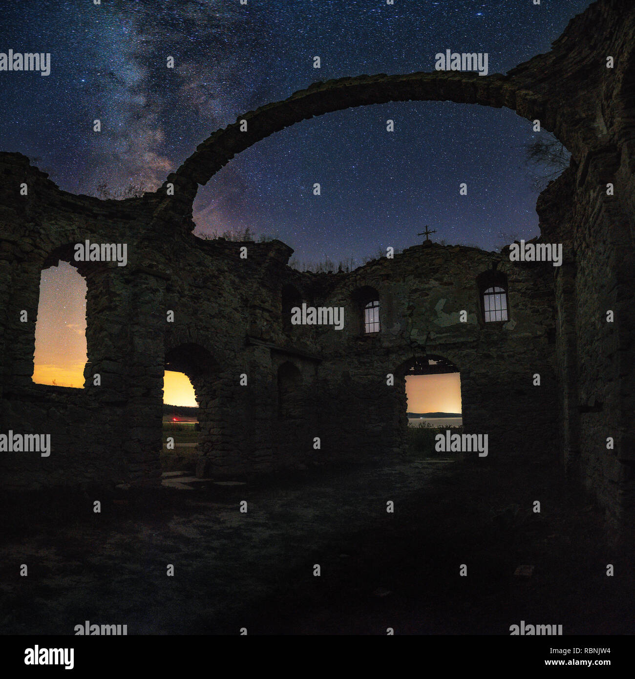 Beautiful milky way church hi-res stock photography and images - Alamy