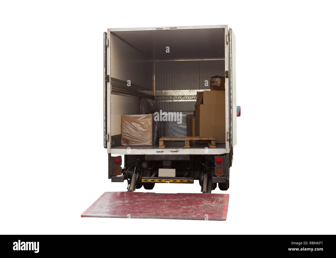 Delivery truck or van ready for load. Back view isolated Stock Photo ...