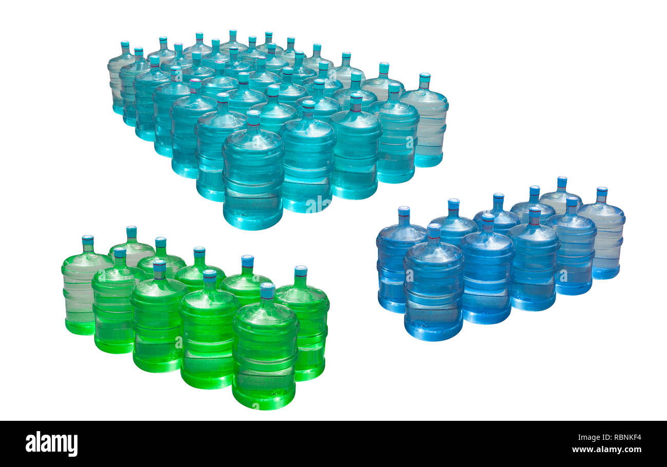 pile of big water bottles isolated on white Stock Photo - Alamy